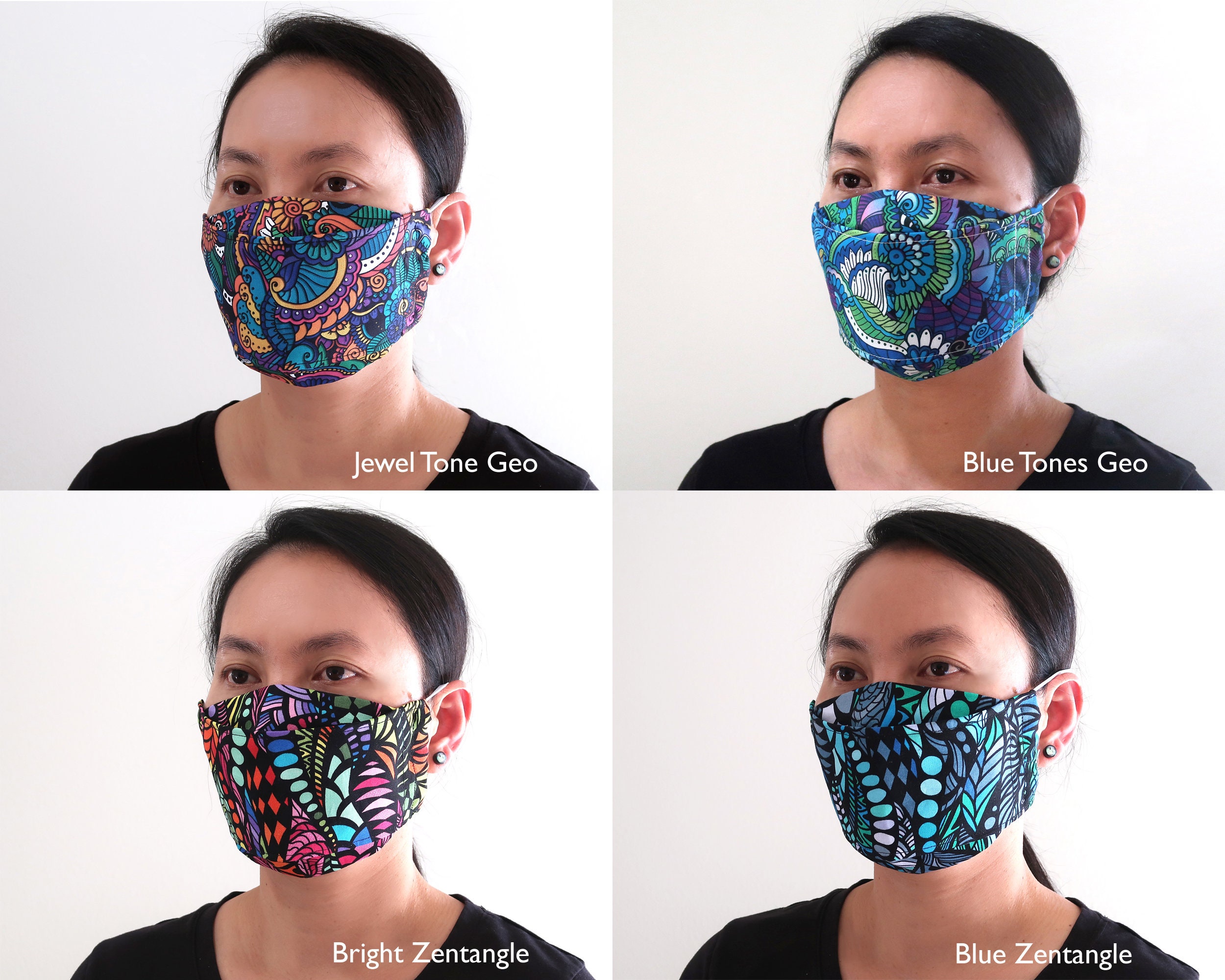 FILTER POCKET 3D Origami Face Mask With 100% Cotton 2 Ply | Etsy