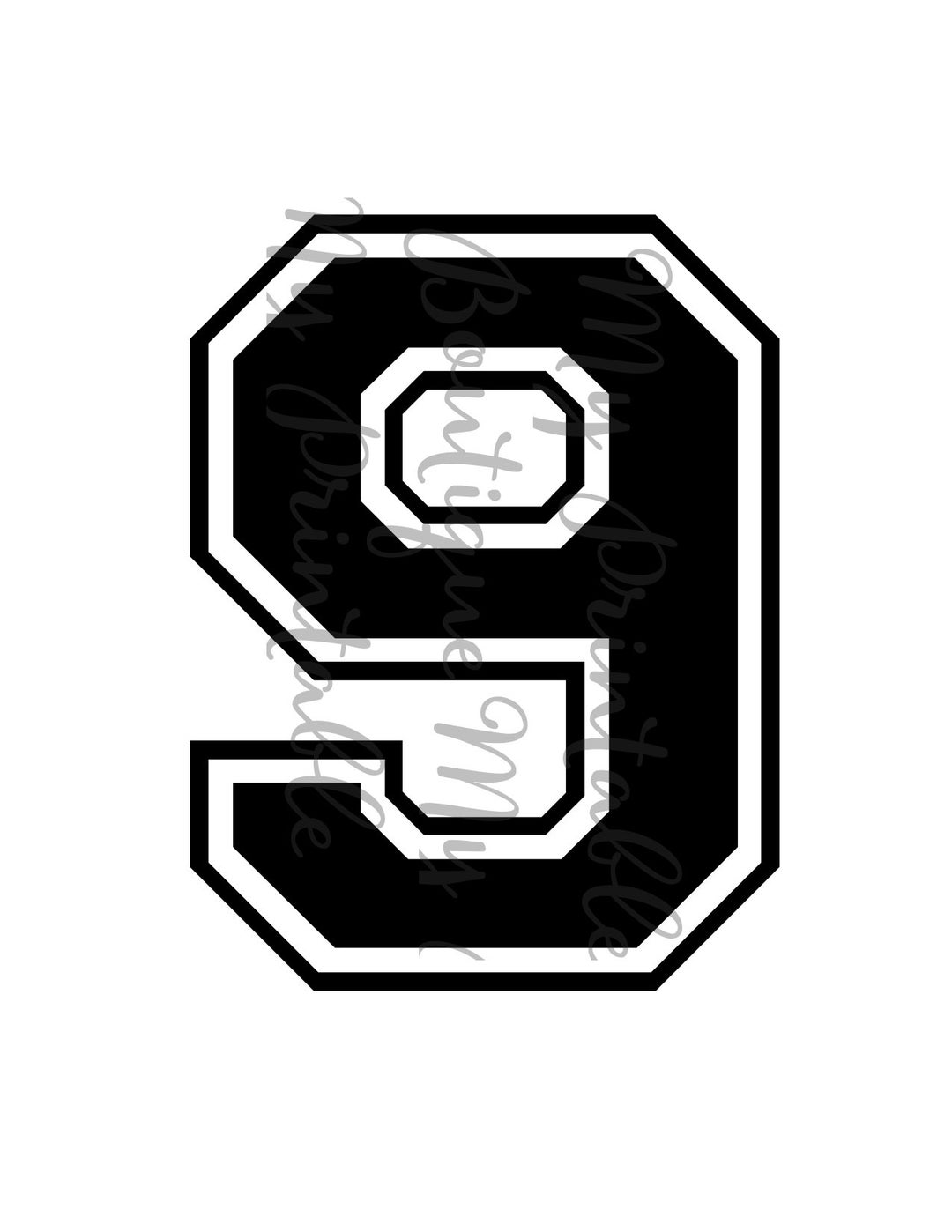 Iron on Number 9 for T Shirt Transfer, Instant Download - Etsy