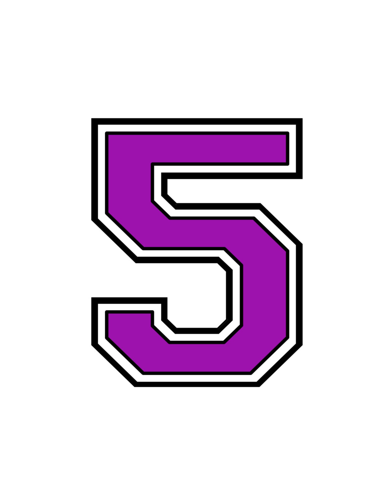 Iron on Purple Number 5 for Tshirt Transfer INSTANT DOWNLOAD Printable ...