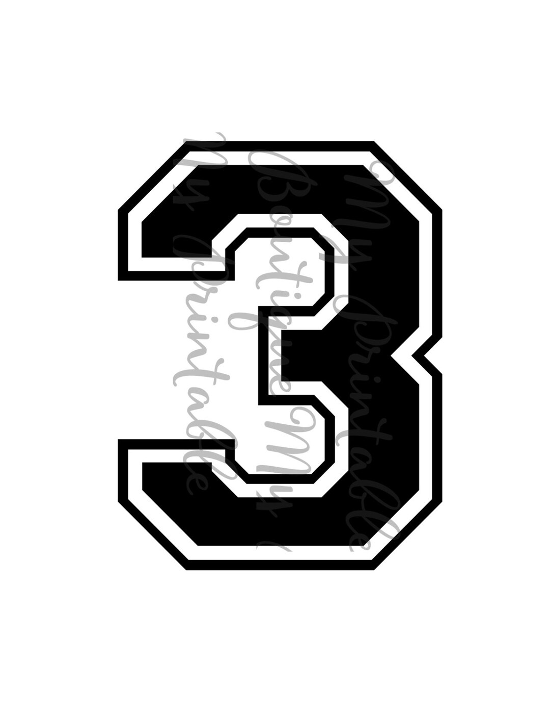 Iron on Number 3 for Tshirt Transfer INSTANT DOWNLOAD - Etsy