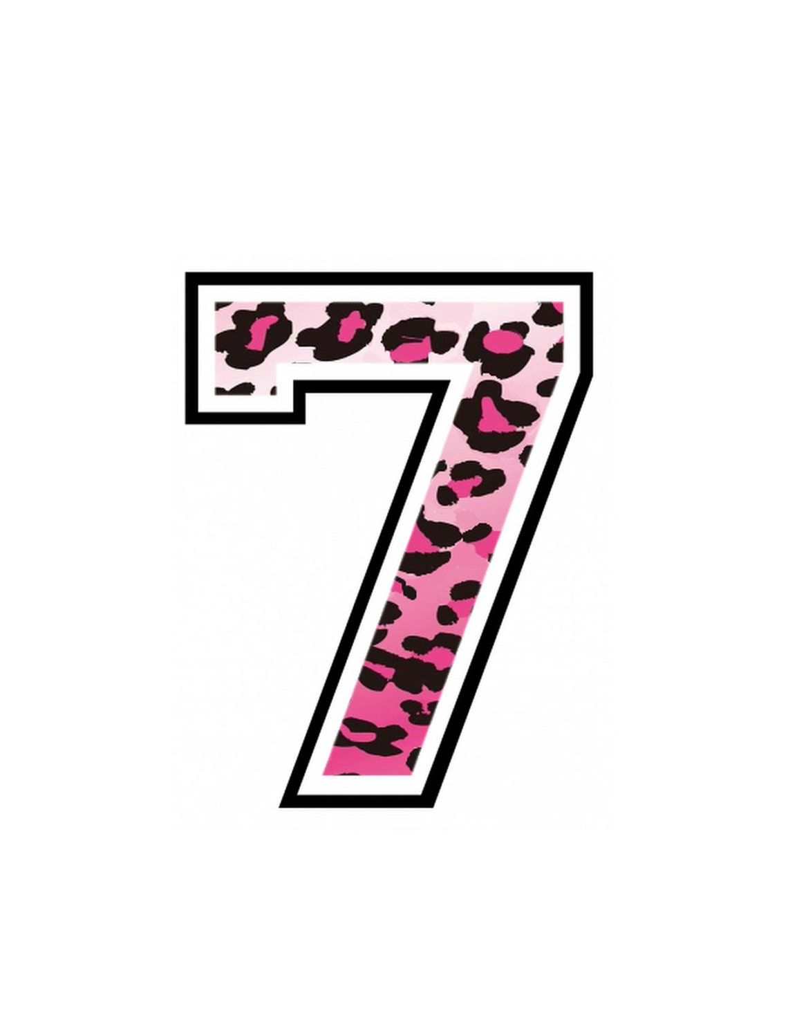 Iron on Number 7 Pink Cheetah for Tshirt Iron on Transfer, Instant ...