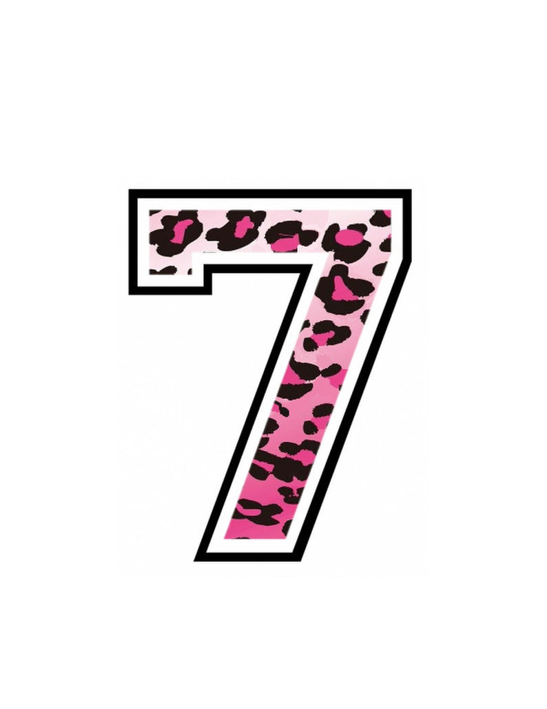 Iron on Number 7 Pink Cheetah for Tshirt Iron on Transfer, Instant ...