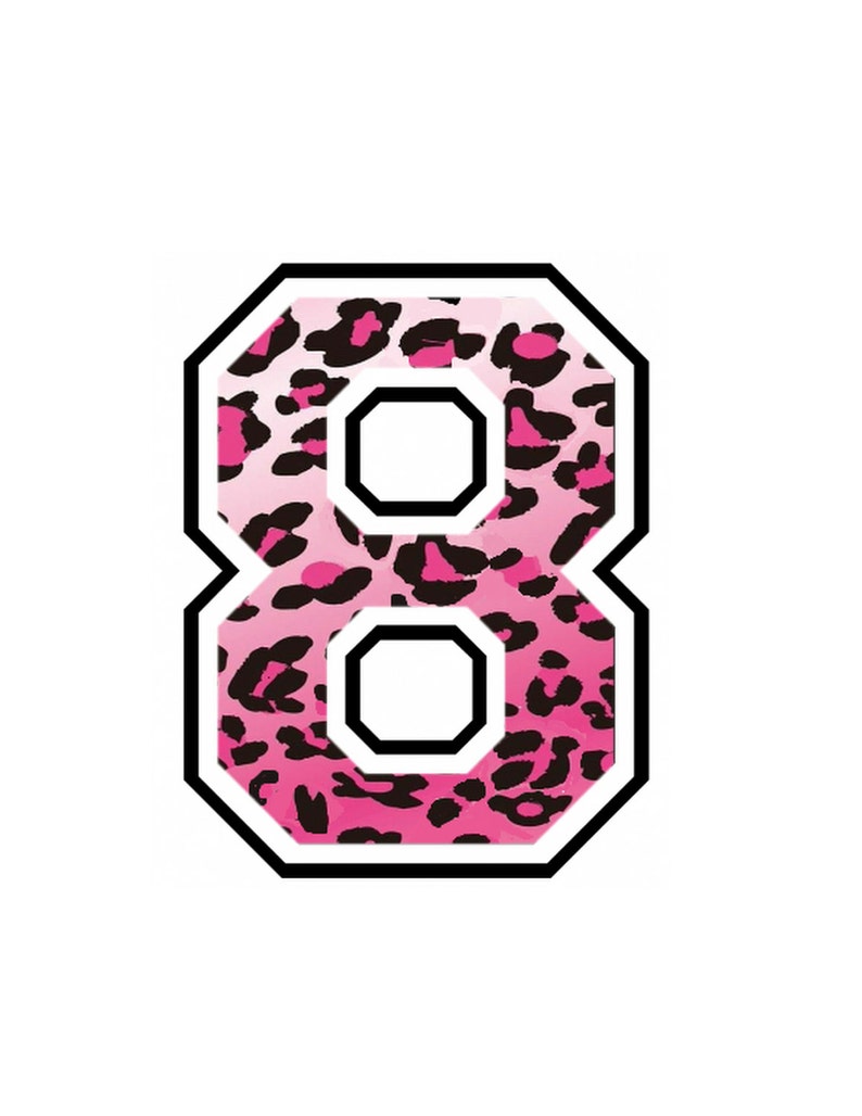 Iron on Number 8 Pink Cheetah for Tshirt Iron on Transfer, Instant ...