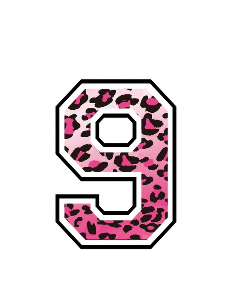 Iron on Number 9 Pink Cheetah for Tshirt Iron on Transfer, Instant ...