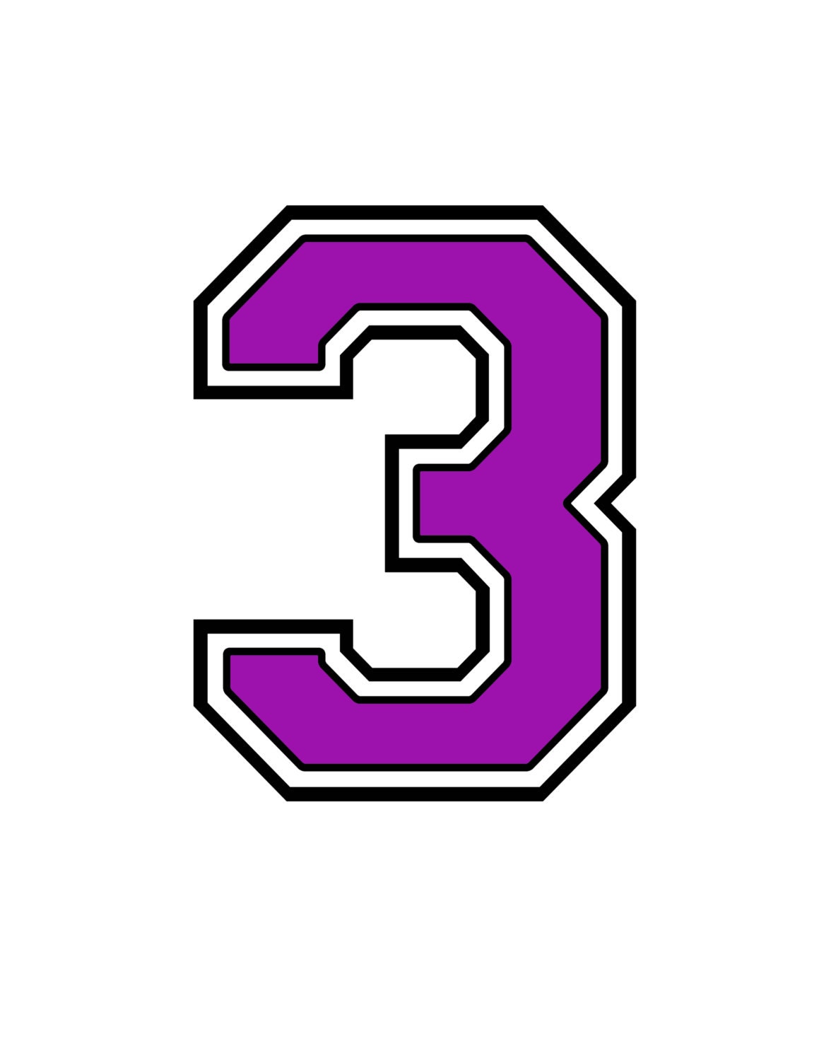 Iron on Numberpurple 3 for Tshirt Transfer INSTANT DOWNLOAD - Etsy