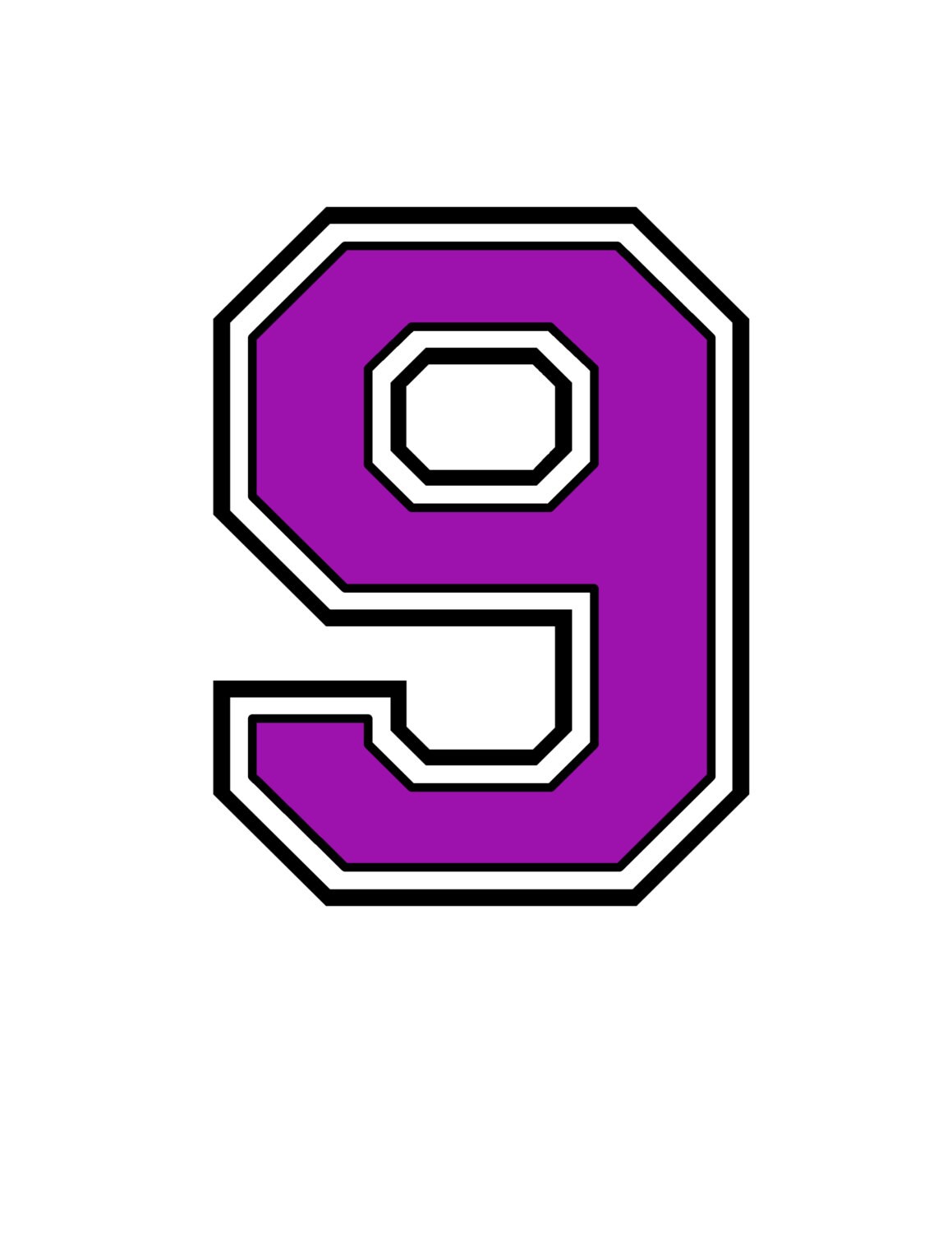 Iron on Purple Number 9 for T Shirt Transfer Instant Download - Etsy ...
