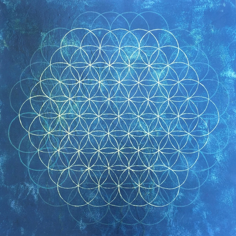 Ocean Flower of Life Art Print: Blue Sacred Geometry Print | Etsy