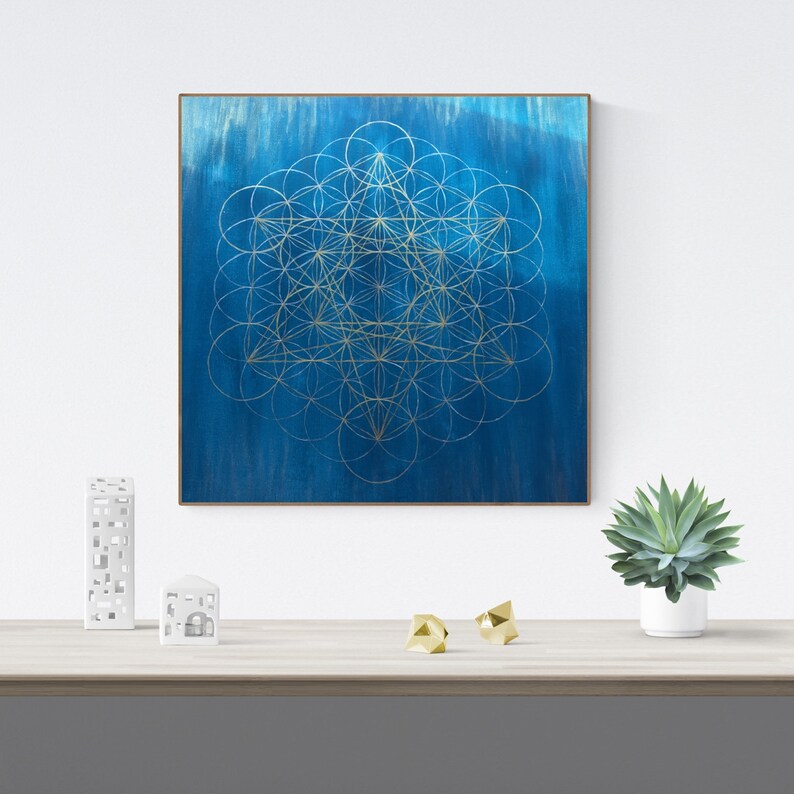 Ocean Flower of Life Art Print: Blue Sacred Geometry Print - Etsy