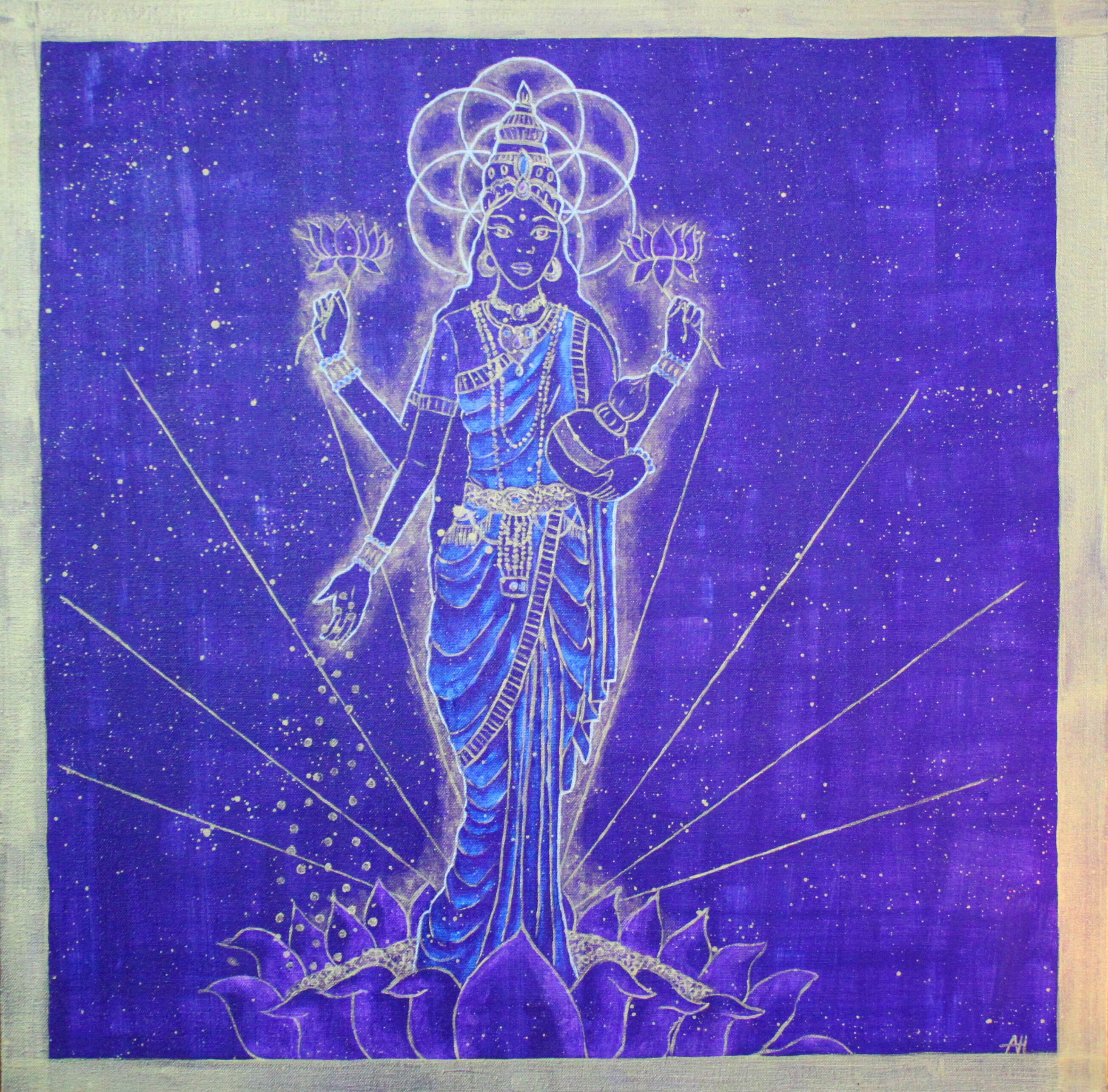 Lakshmi Print Hindu Goddess of Abundance 8x8 Inches Print in | Etsy