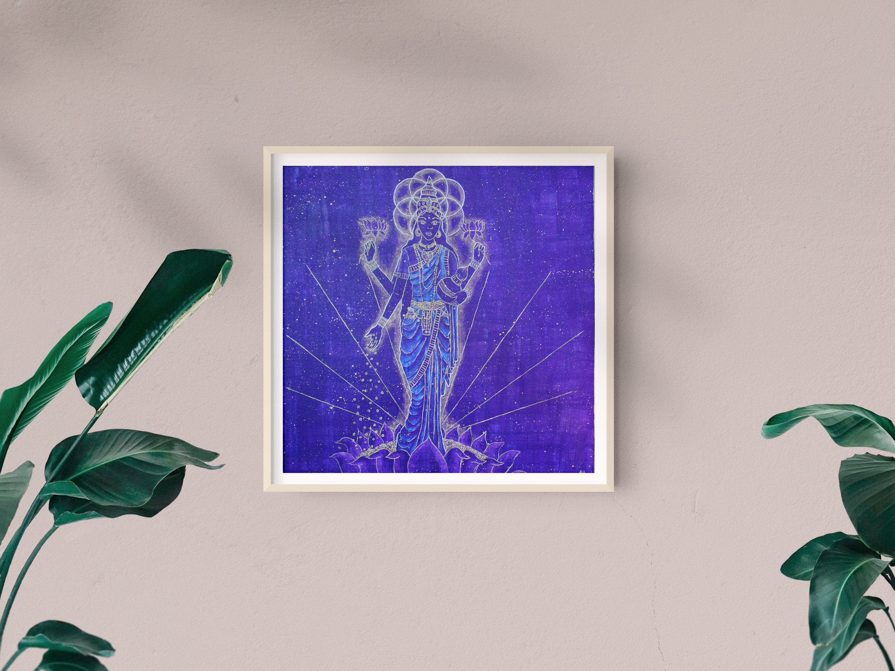 Lakshmi Print Hindu Goddess of Abundance 8x8 Inches Print in | Etsy