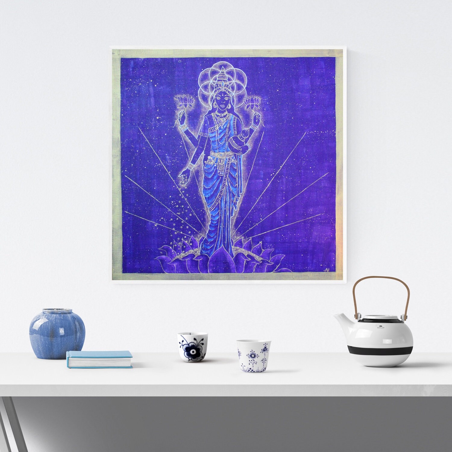 Lakshmi Print Hindu Goddess of Abundance 8x8 Inches Print in | Etsy