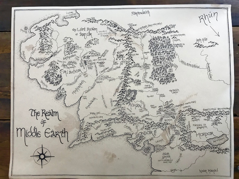 Herr der Ringe-Karte Karte von Mittelerde: Alter | Etsy