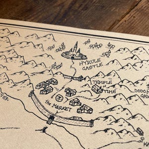 Map of Hyrule: Aged, Handmade, Hand Drawn, Authentic Gift, Fantasy Art ...