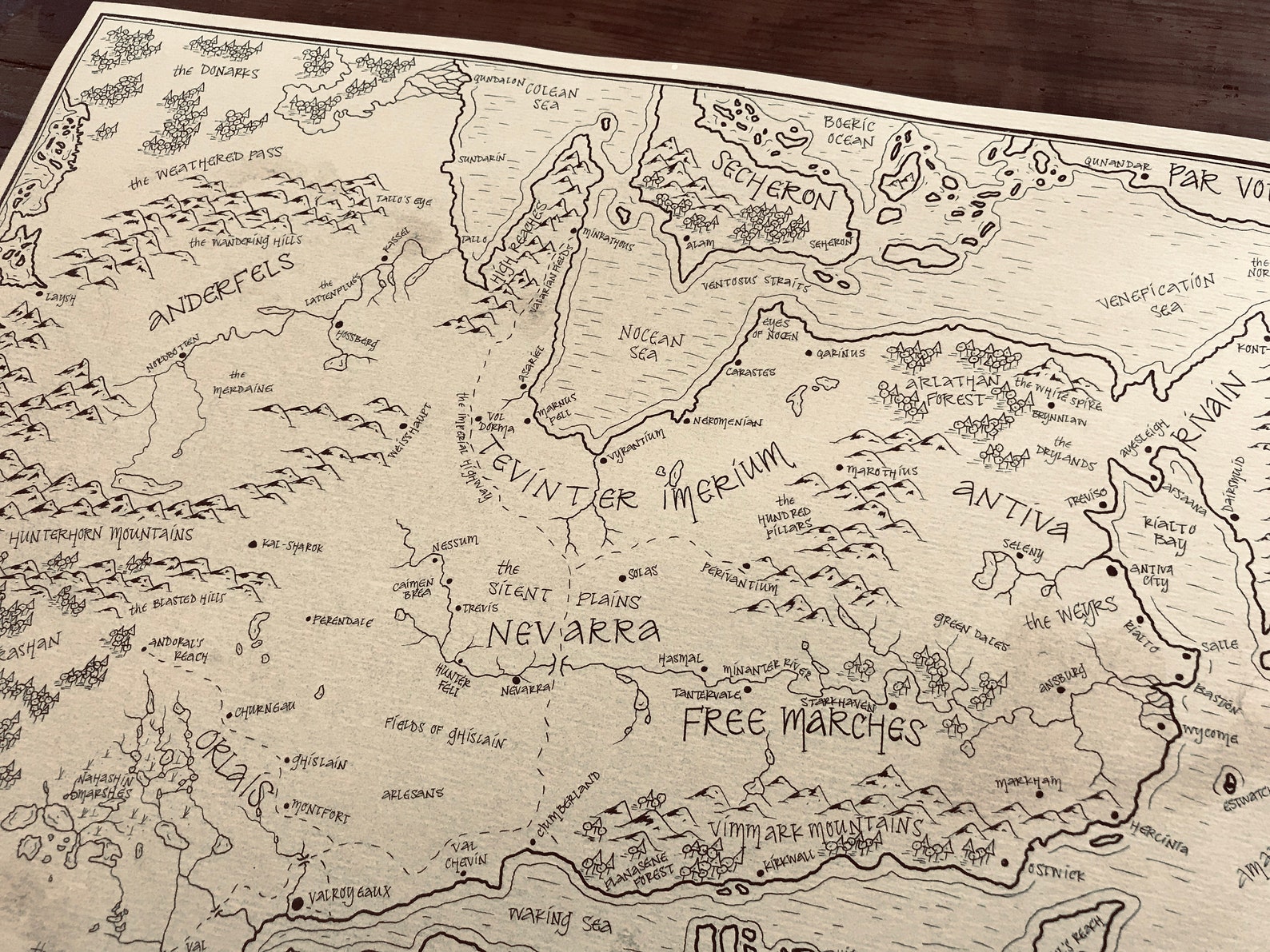Dragon Age Map of Thedas: Aged Handmade Hand Drawn | Etsy