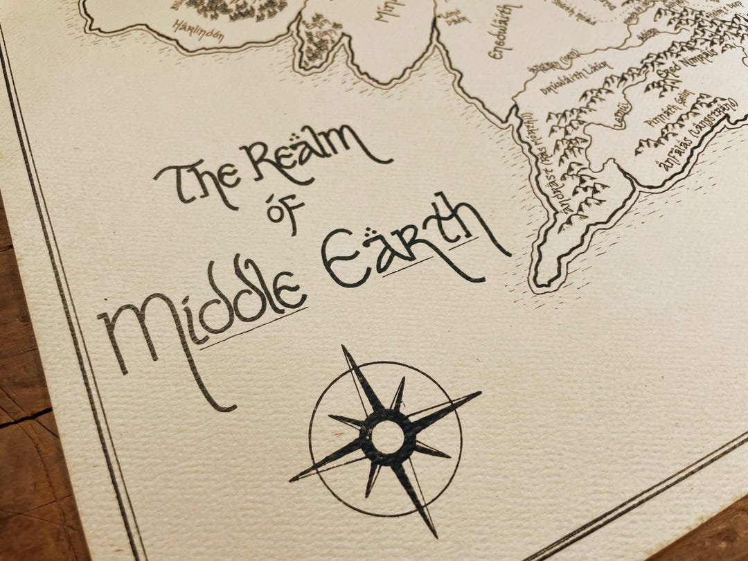 Hand-drawn Middle Earth Map: Handmade Lord of the Rings Wall Art - Etsy