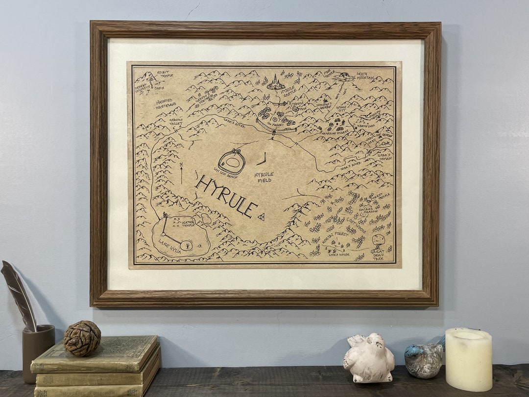 Map of Hyrule: Aged, Handmade, Hand Drawn, Authentic Gift, Fantasy Art ...