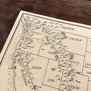 United States Map: Aged, Handmade, Hand Drawn, Authentic Gift of ...