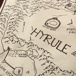 Map of Hyrule: Aged, Handmade, Hand Drawn, Authentic Gift, Fantasy Art ...