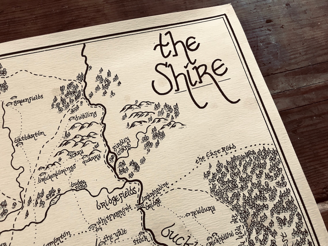 Map of the Shire From Middle Earth: Aged Handmade Hand - Etsy