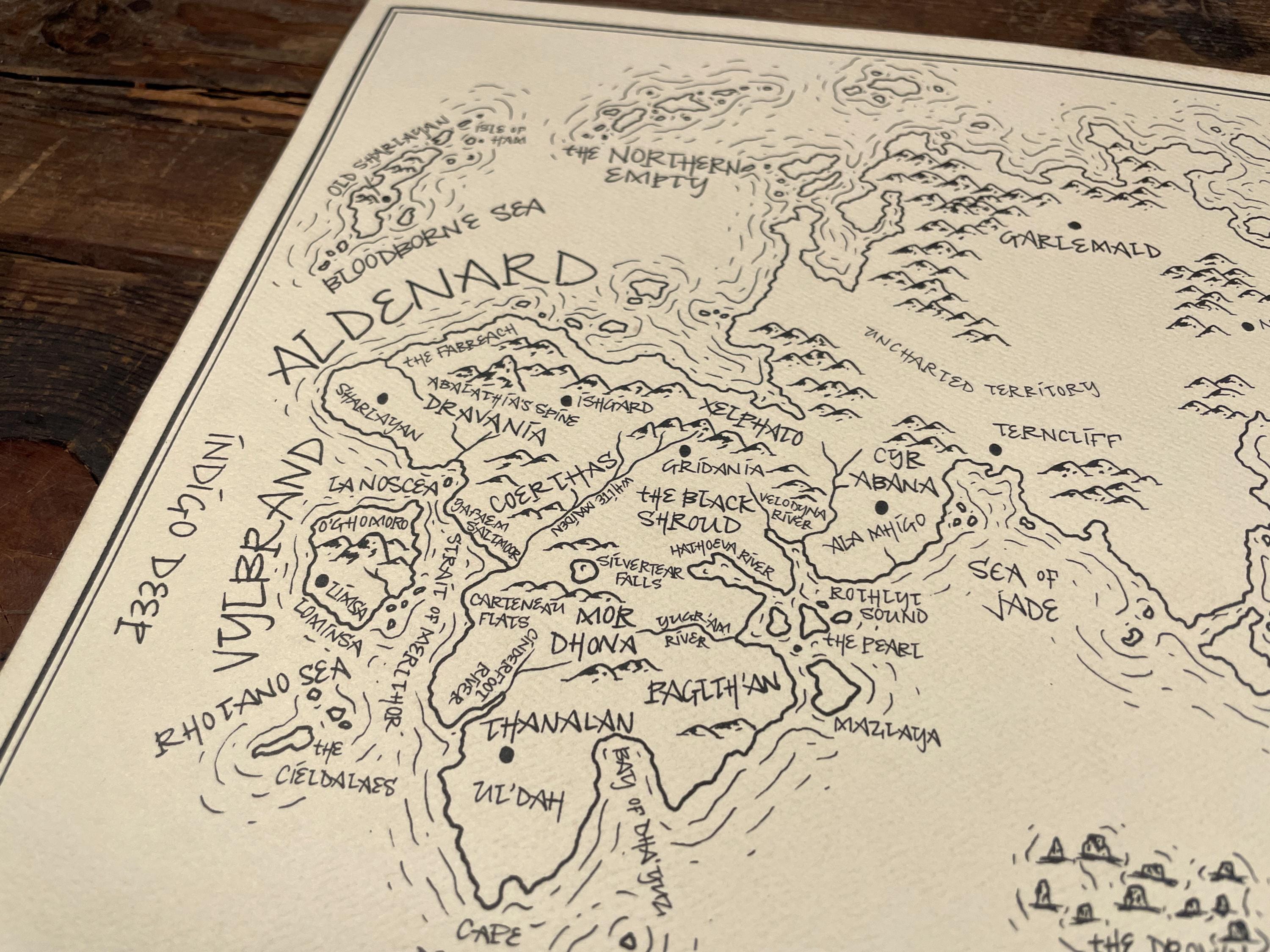 Final Fantasy 14 Map: Hand Drawn Map of the Three Great Continents From ...