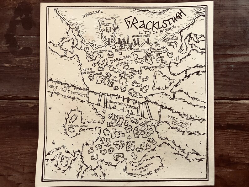 D&D Map of Gracklstugh: Aged Handmade Hand Drawn Authentic - Etsy Ireland