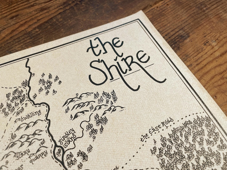 Map of the Shire: Hand-drawn Lord of the Rings Art, JRR Tolkien Gift - Etsy