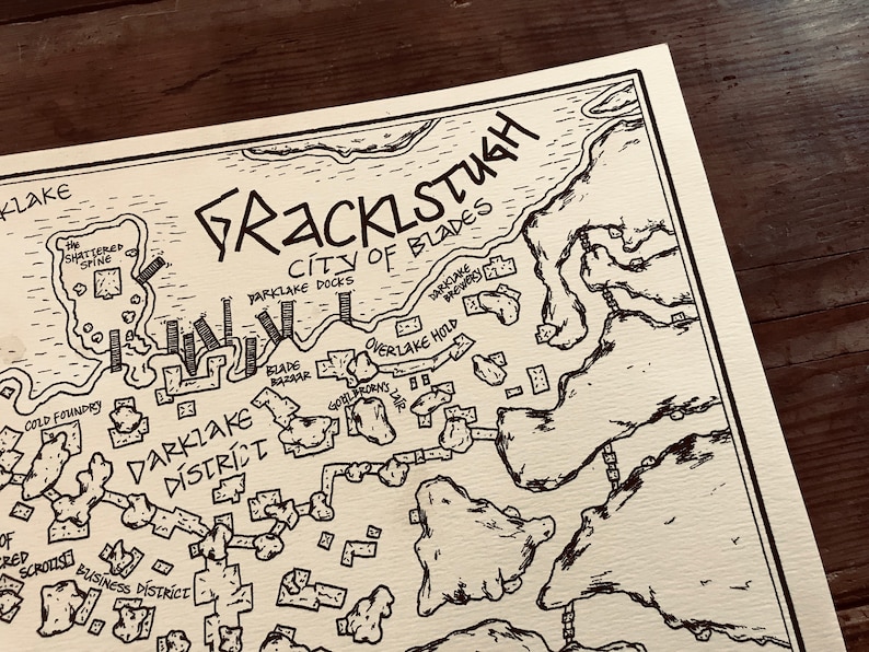 D&D Map of Gracklstugh: Aged Handmade Hand Drawn Authentic - Etsy Ireland