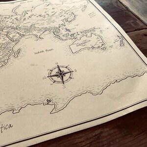World Map: Aged, Handmade, Hand Drawn, Gifts, Fantasy Style Art - Etsy
