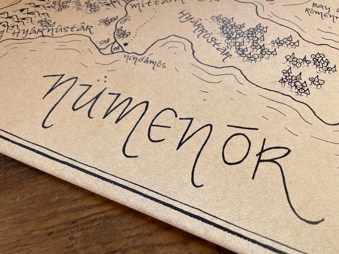 Numenor Map: Hand-drawn Lord of the Rings Art, JRR Tolkien Gift - Etsy
