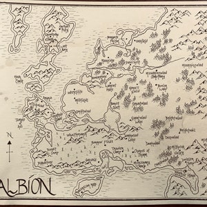Fable Map, Albion: Aged, Handmade, Hand Drawn, Authentic Gift, Fantasy ...