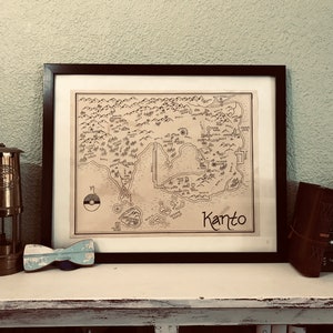 Pokemon Map of Kanto: Aged Handmade Hand Drawn Authentic - Etsy