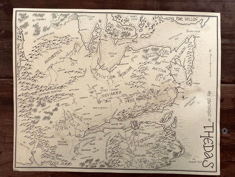 Dragon Age Map of Thedas: Aged Handmade Hand Drawn | Etsy