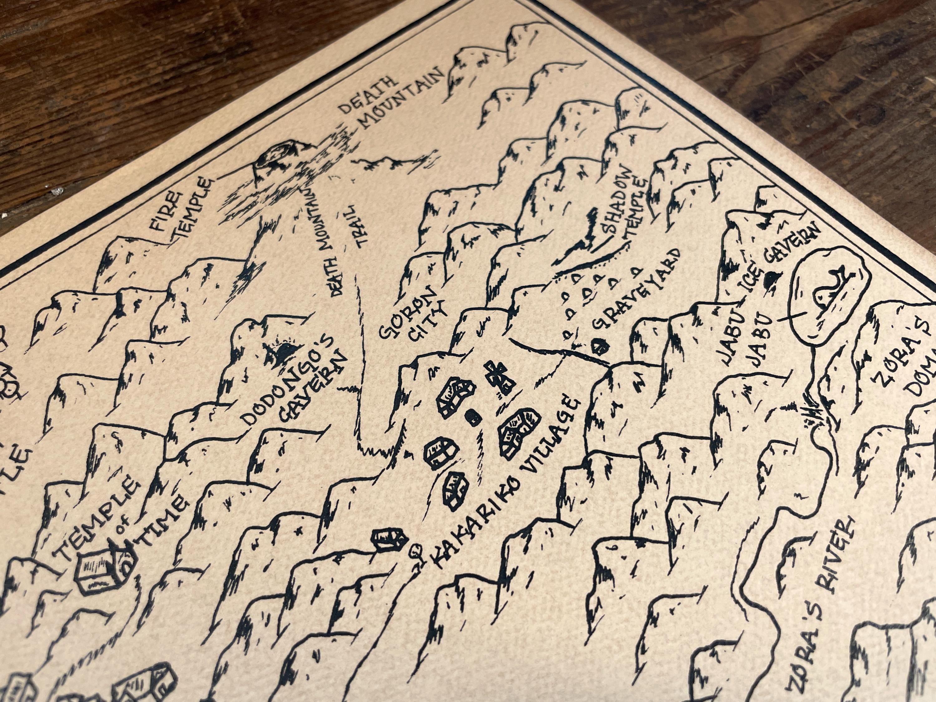 Map of Hyrule: Aged, Handmade, Hand Drawn, Authentic Gift, Fantasy Art ...