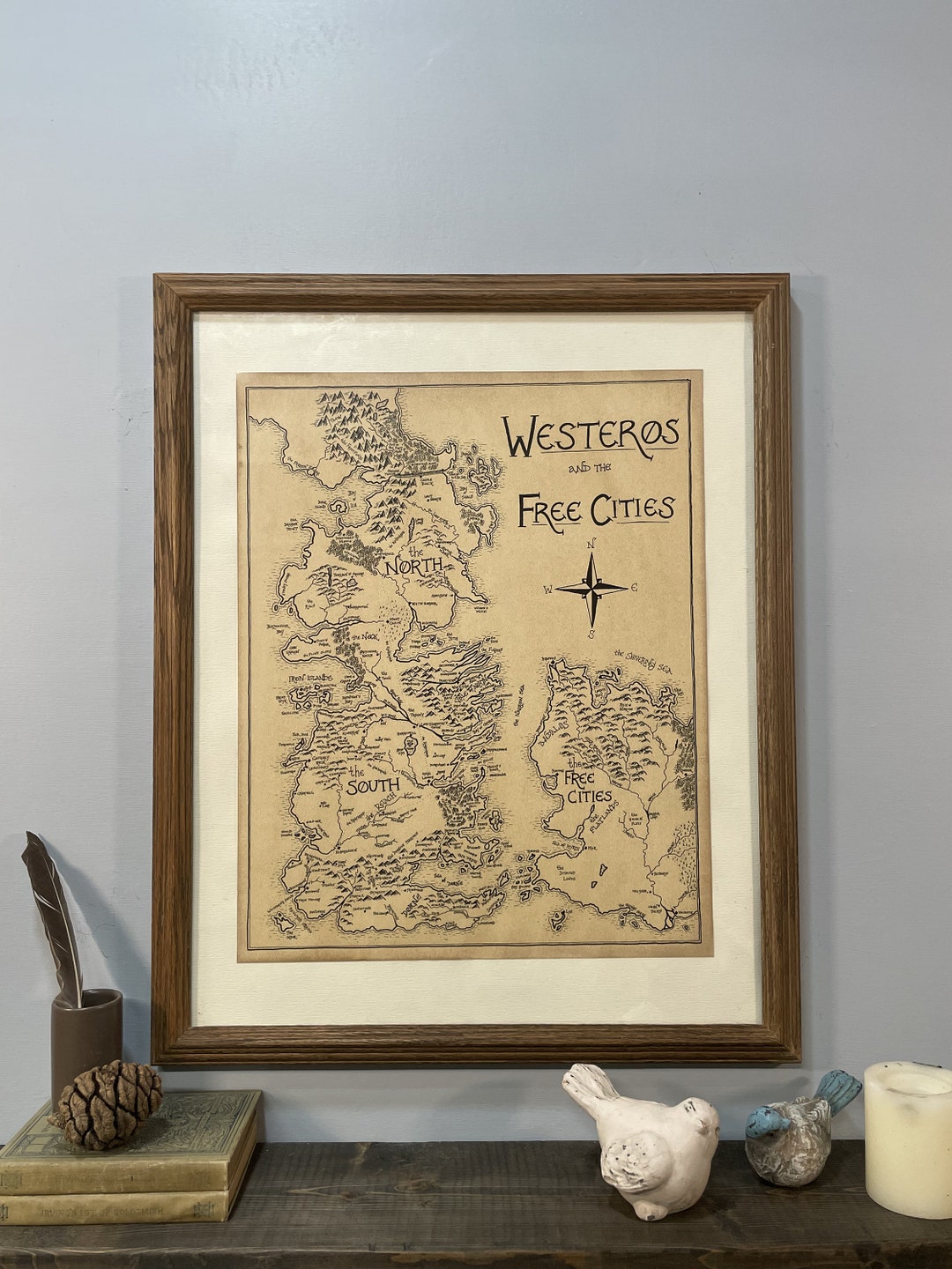 Map of Westeros: Aged, Handmade, Hand Drawn, Authentic Game of Thrones ...