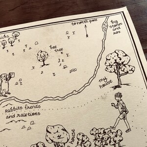 Map of 100 Aker Wood: Aged, Handmade, Hand Drawn, Authentic Gift ...