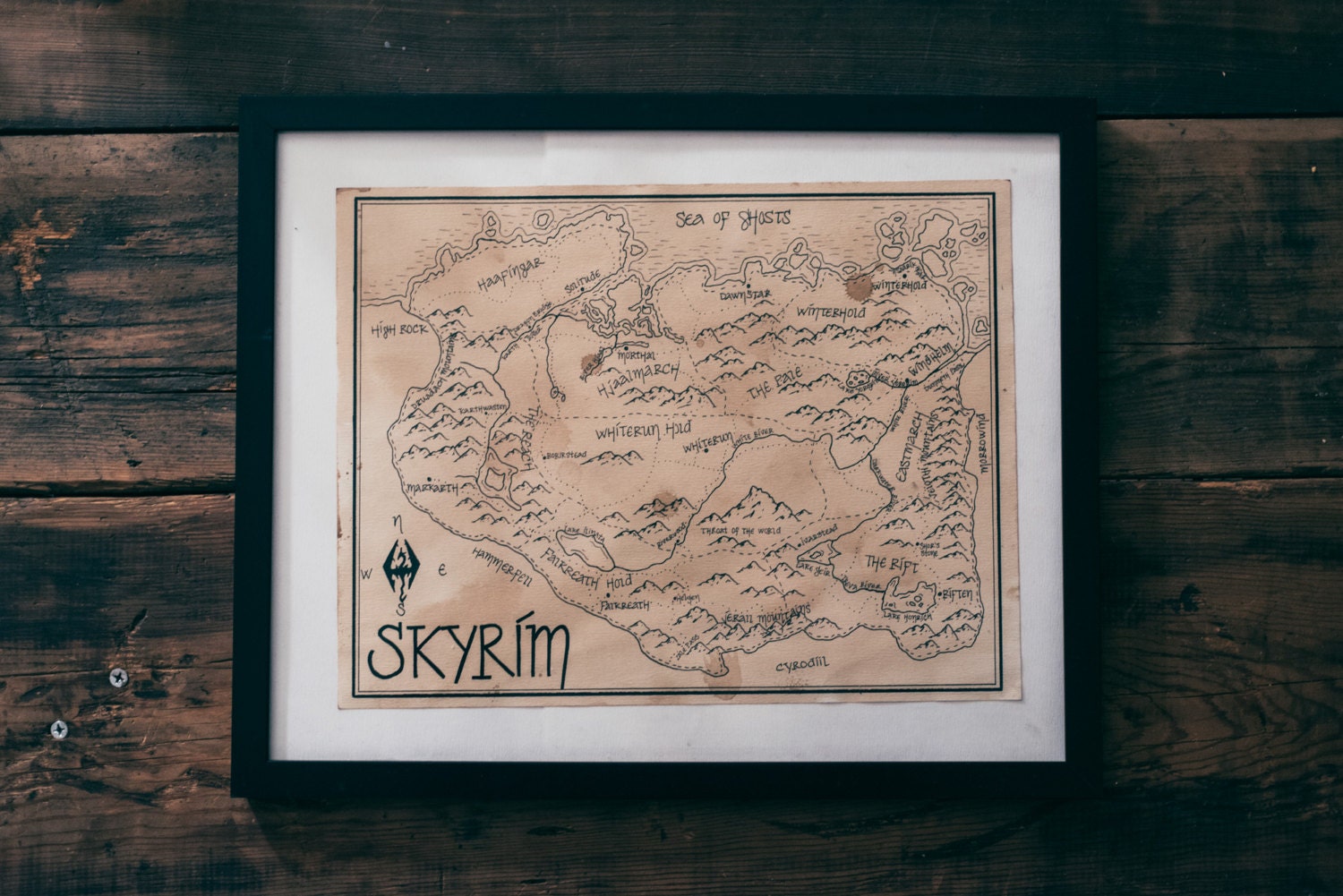Map of Skyrim: Aged Handmade Hand drawn Authentic Gift | Etsy