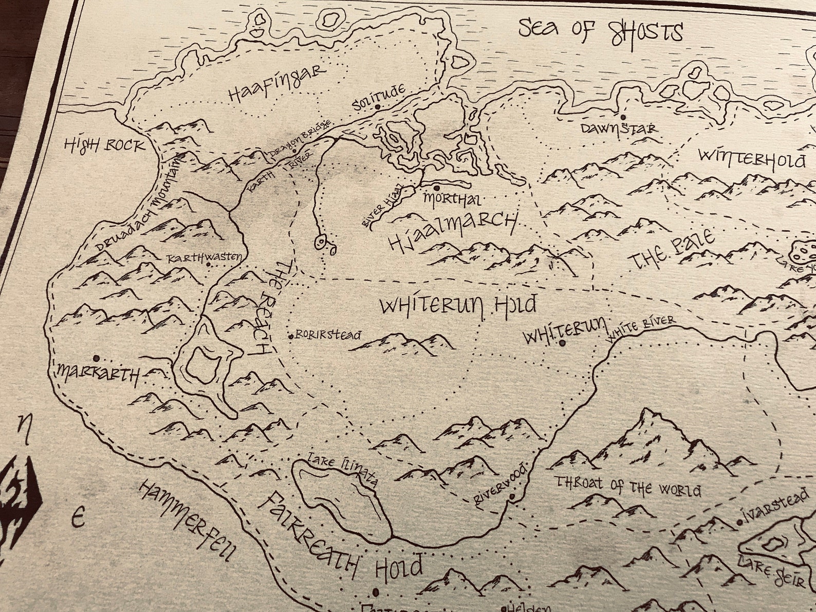 Map of Skyrim: Aged Handmade Hand Drawn Authentic Gift | Etsy