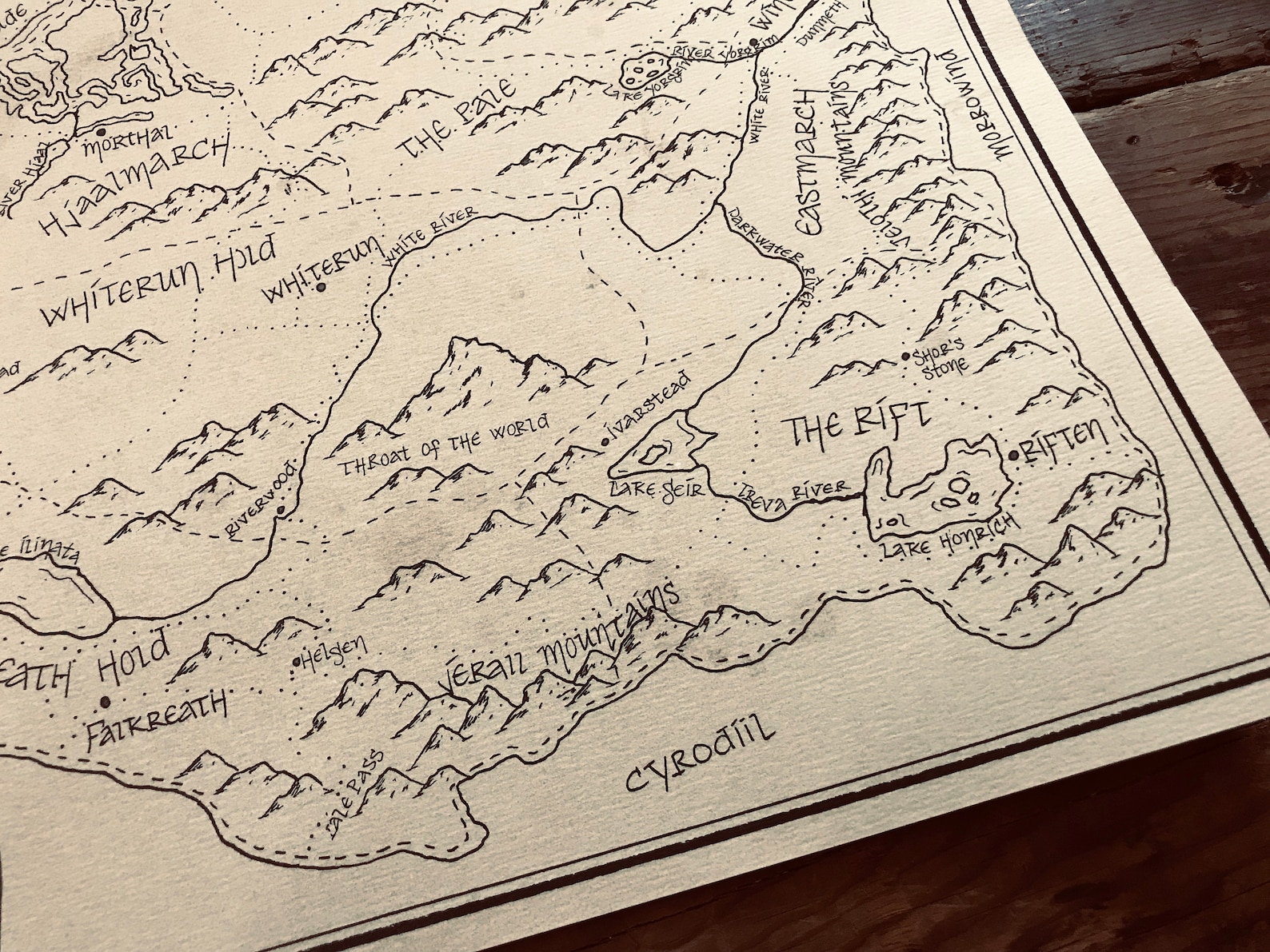 Map of Skyrim: Aged Handmade Hand Drawn Authentic Gift | Etsy