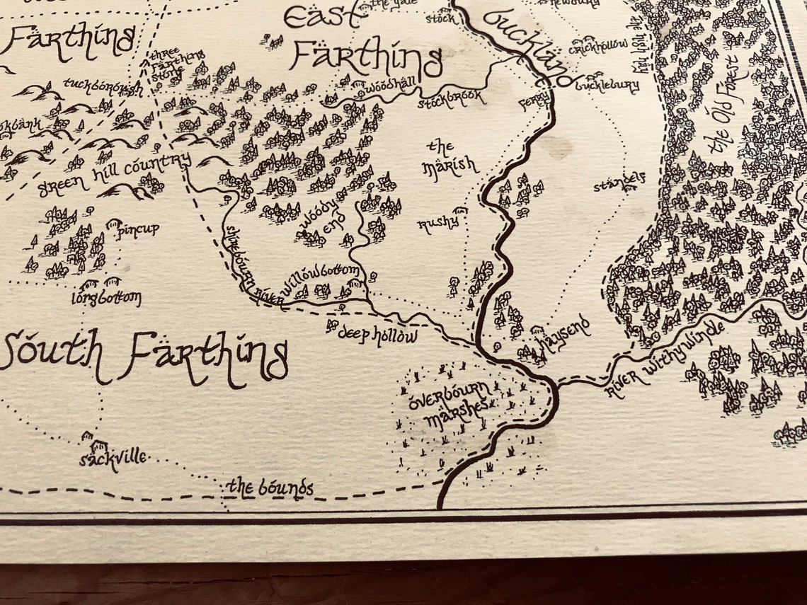 Map of the Shire From Middle Earth: Aged Handmade Hand - Etsy
