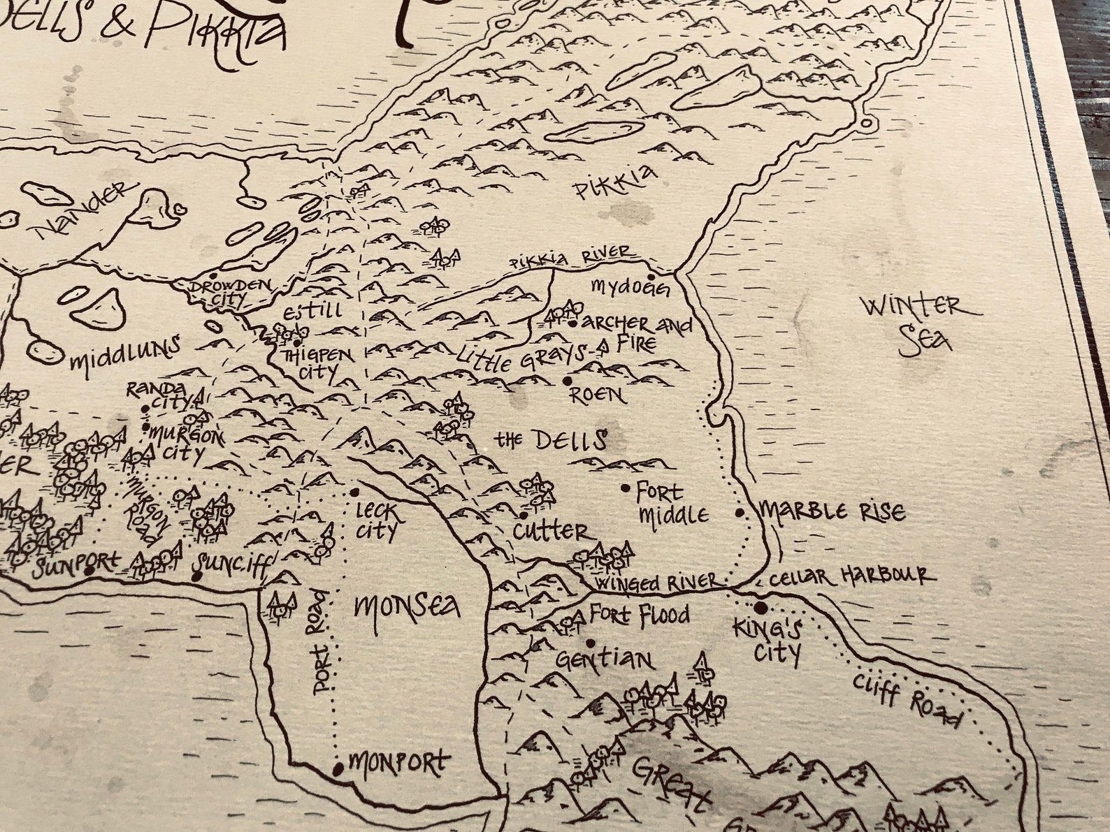 Map the Graceling World: Aged Handmade Hand Drawn Authentic | Etsy