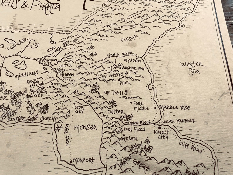 Map the Graceling World: Aged Handmade Hand Drawn Authentic | Etsy