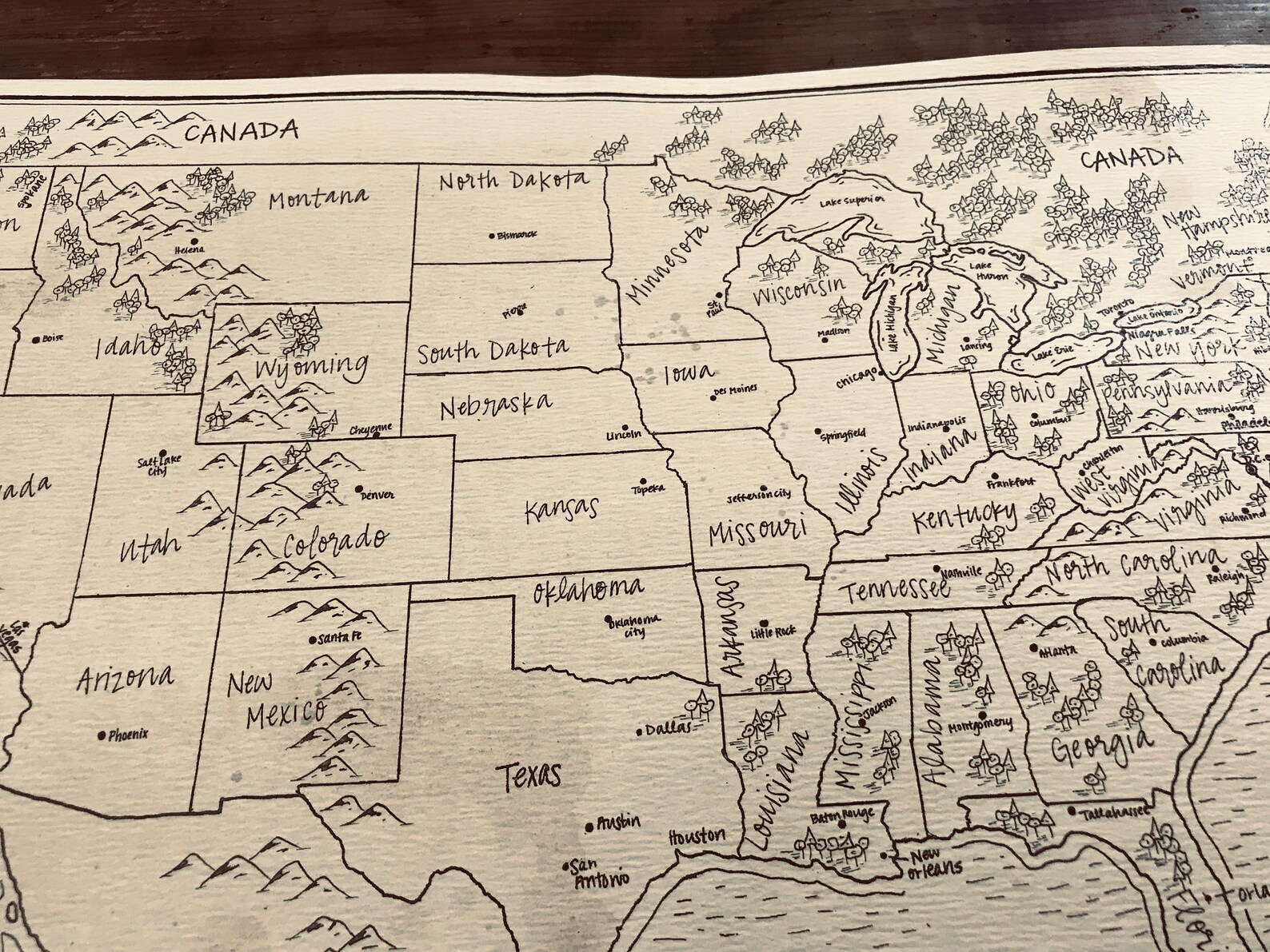 United States Map: Aged Handmade Hand Drawn Authentic Gift - Etsy