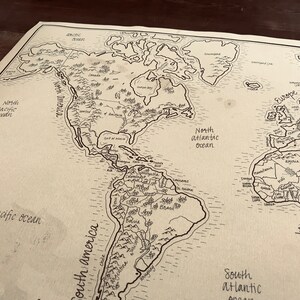 World Map: Aged, Handmade, Hand Drawn, Gifts, Fantasy Style Art - Etsy