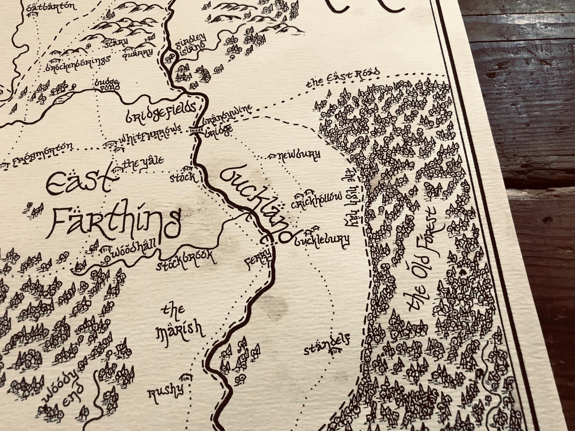 Map of the Shire From Middle Earth: Aged Handmade Hand - Etsy