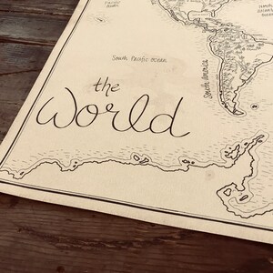 World Map: Aged, Handmade, Hand Drawn, Gifts, Fantasy Style Art - Etsy