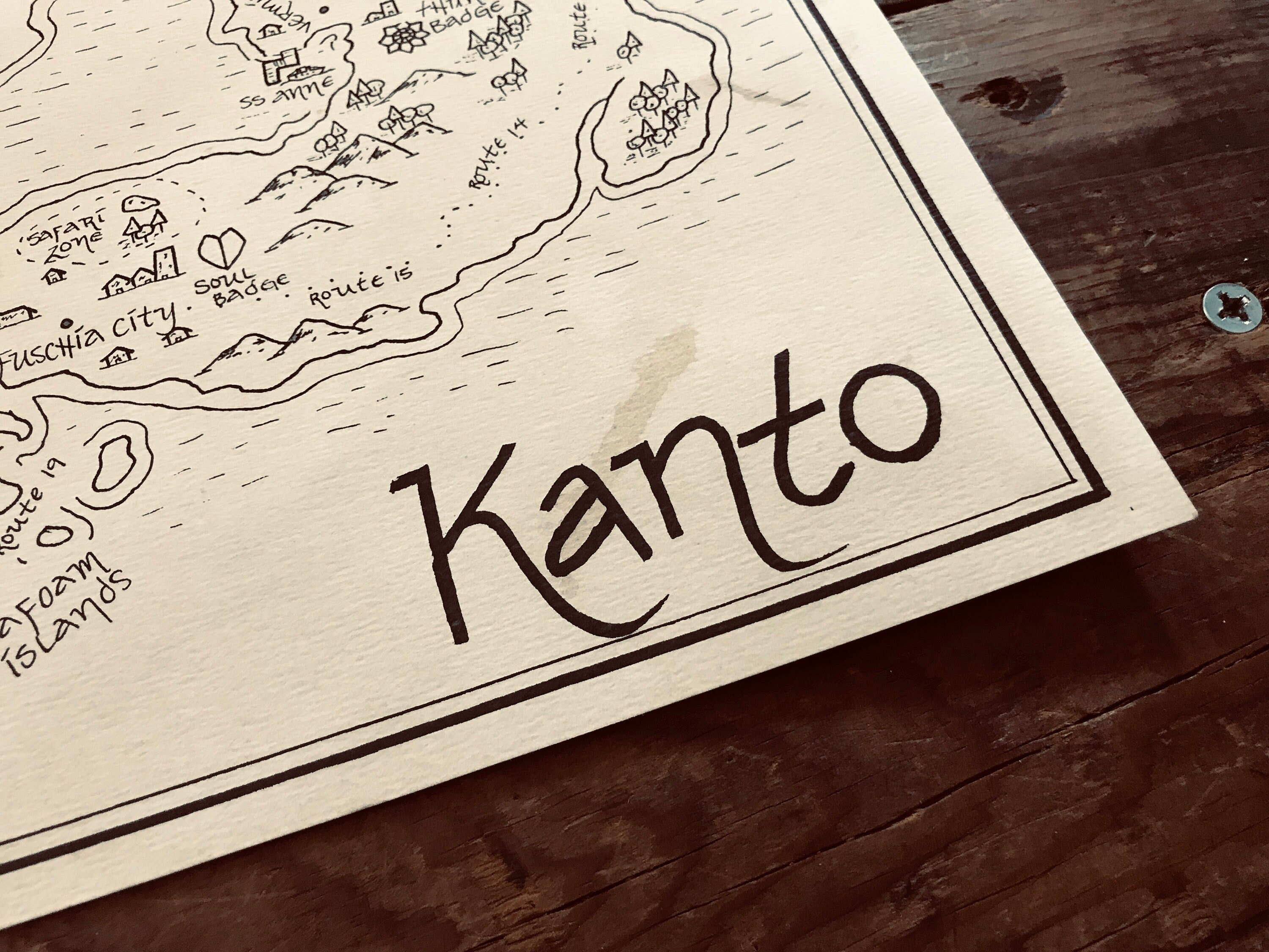 Pokemon Map of Kanto: Aged Handmade Hand Drawn Authentic - Etsy