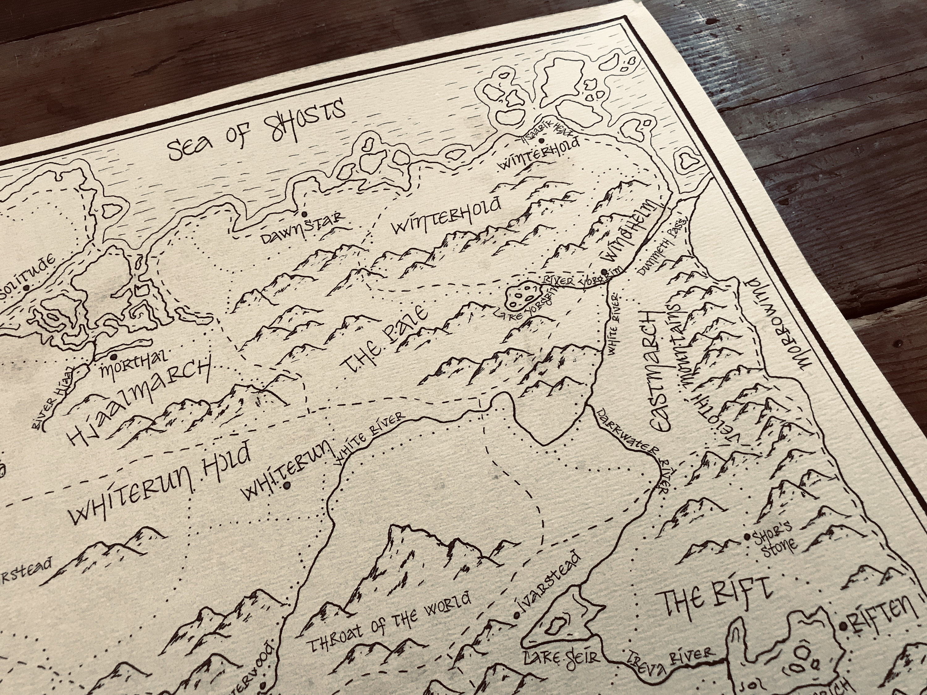 Map of Skyrim: Aged Handmade Hand Drawn Authentic Gift | Etsy Canada