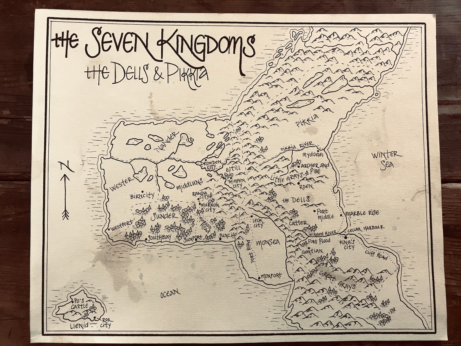 Map the Graceling World: Aged Handmade Hand Drawn Authentic | Etsy