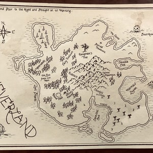 Map of Neverland: Aged, Handmade, Hand Drawn, Authentic Gift, Fantasy ...
