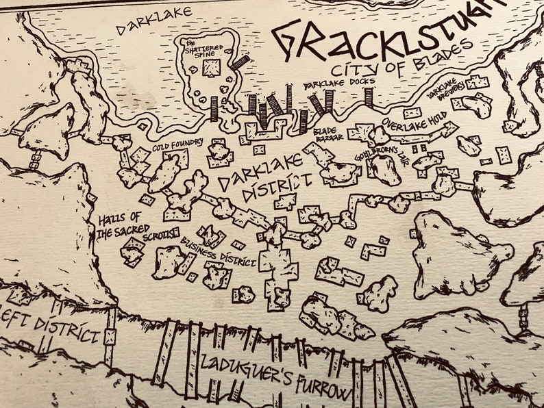 D&D Map of Gracklstugh: Aged Handmade Hand Drawn Authentic - Etsy Ireland